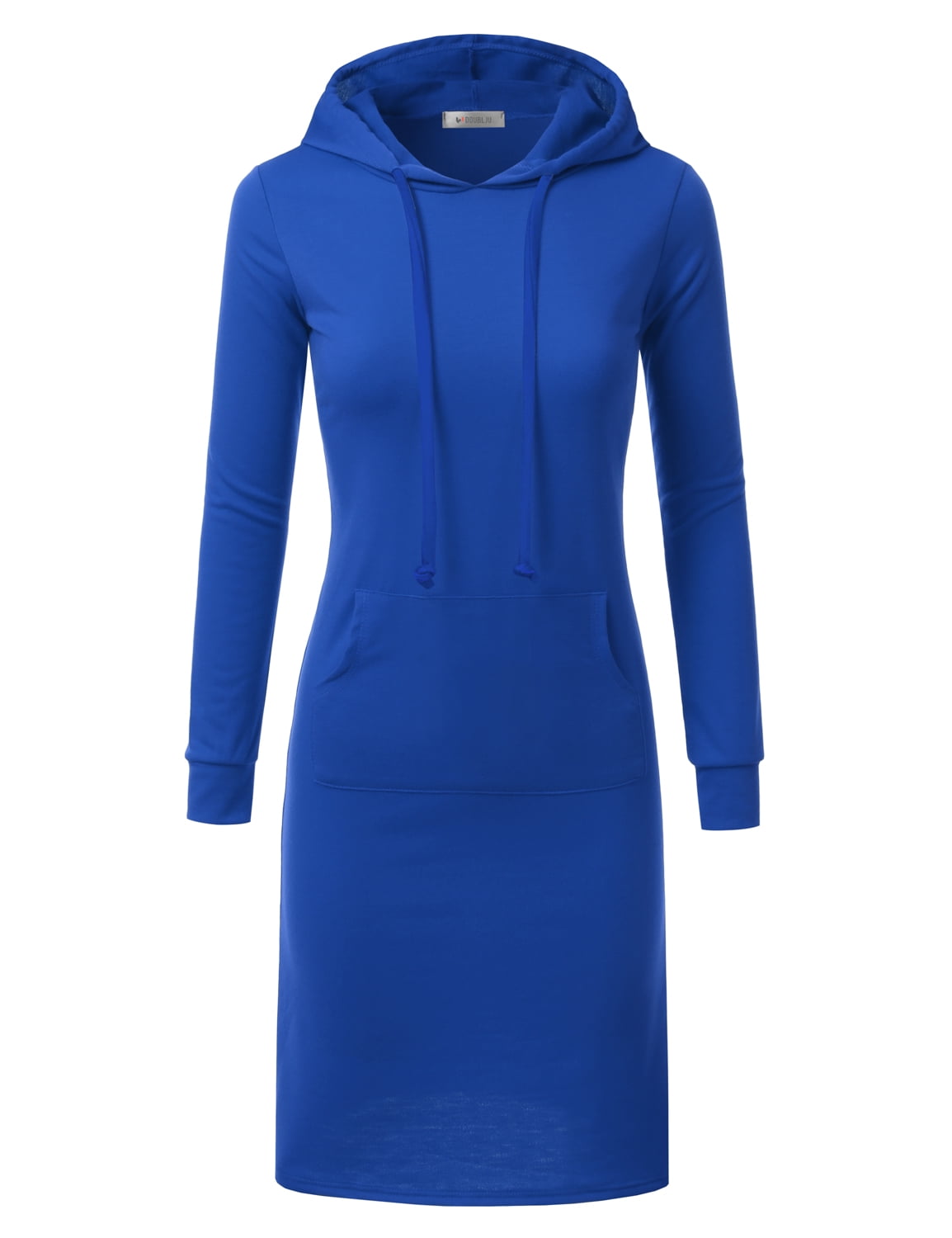 Doubju Womens Long Sleeve Kangaroo Pocket Hooded Midi Dress With Plus ...