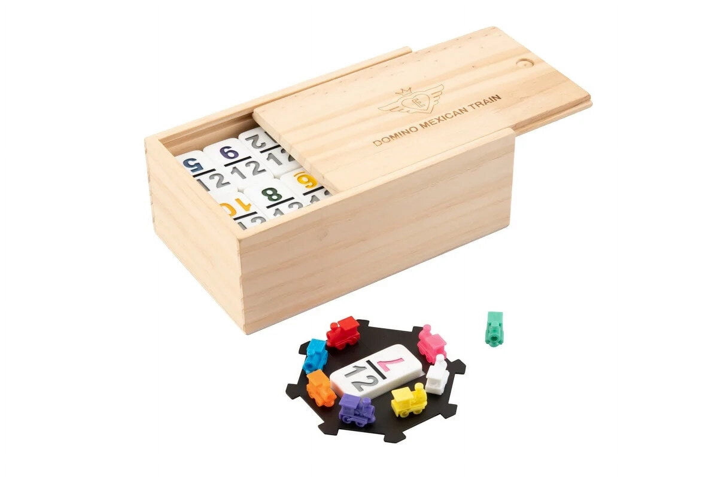 Double 12 Mexican Train Dominoes with numbers in wooden box - Walmart.com