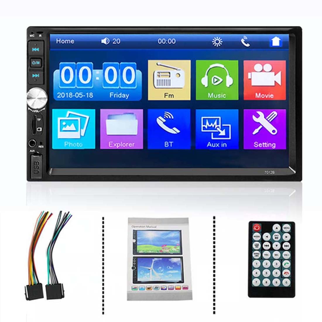 Double 2 DIN Bluetooth 7" inch Car Bluetooth Radio Stereo Touch Screen ...