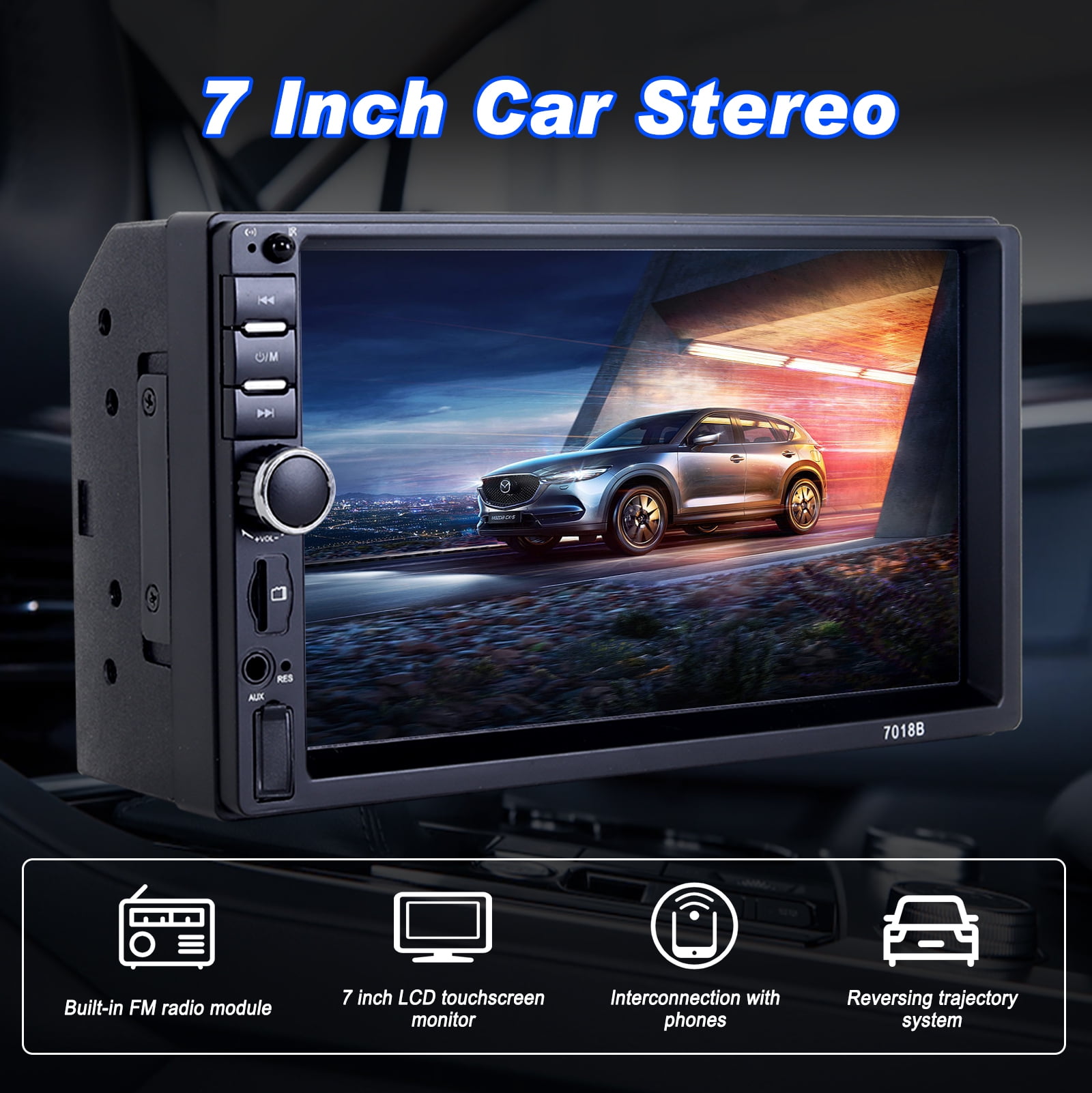 Double 2 DIN Car Stereo Radio,7" Double Car Player Bluetooth 4.2/ MP5 ...