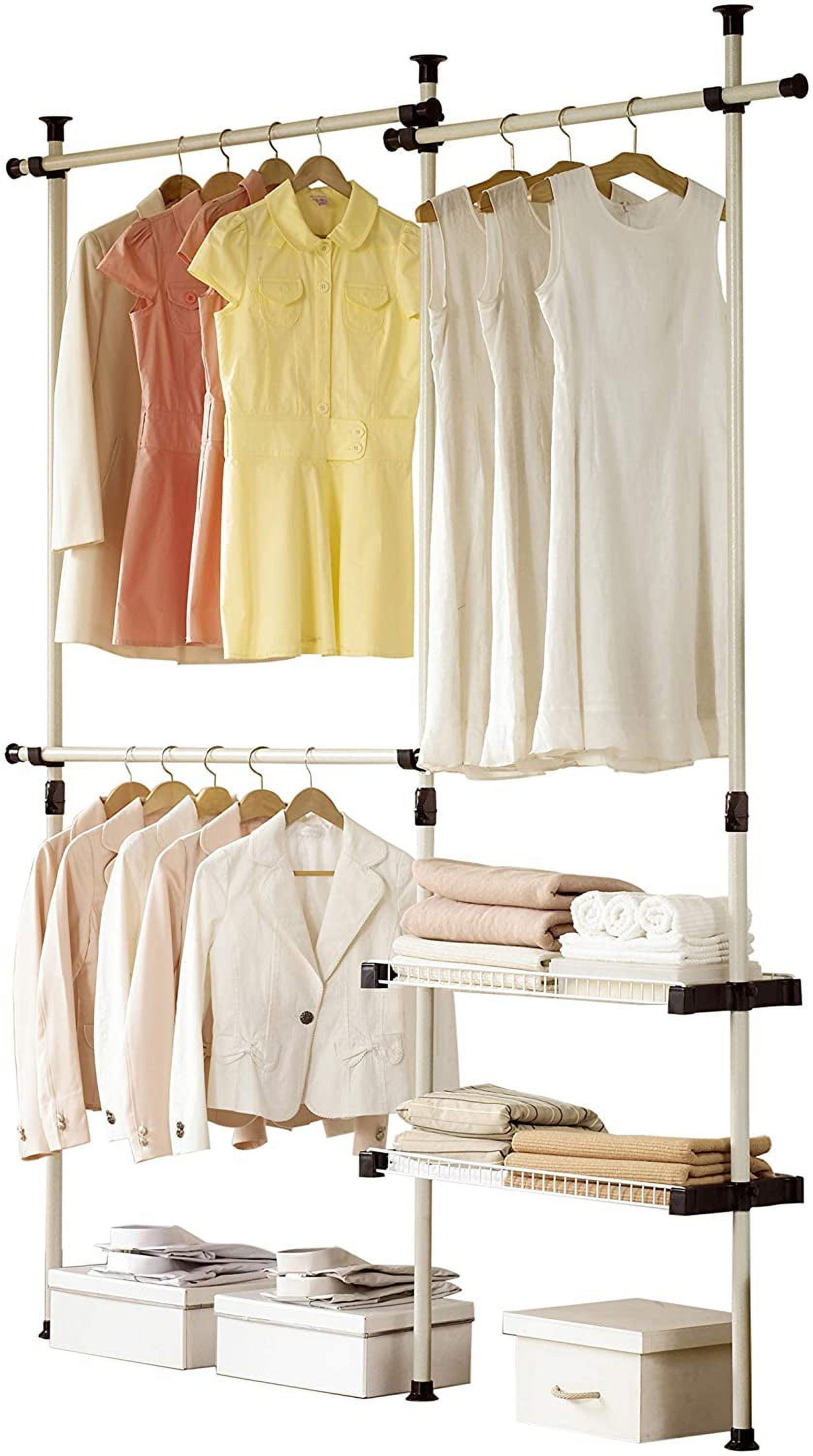 Double 2 Tier Shelves Clothing Rack Closet Organizer clothes rack ...