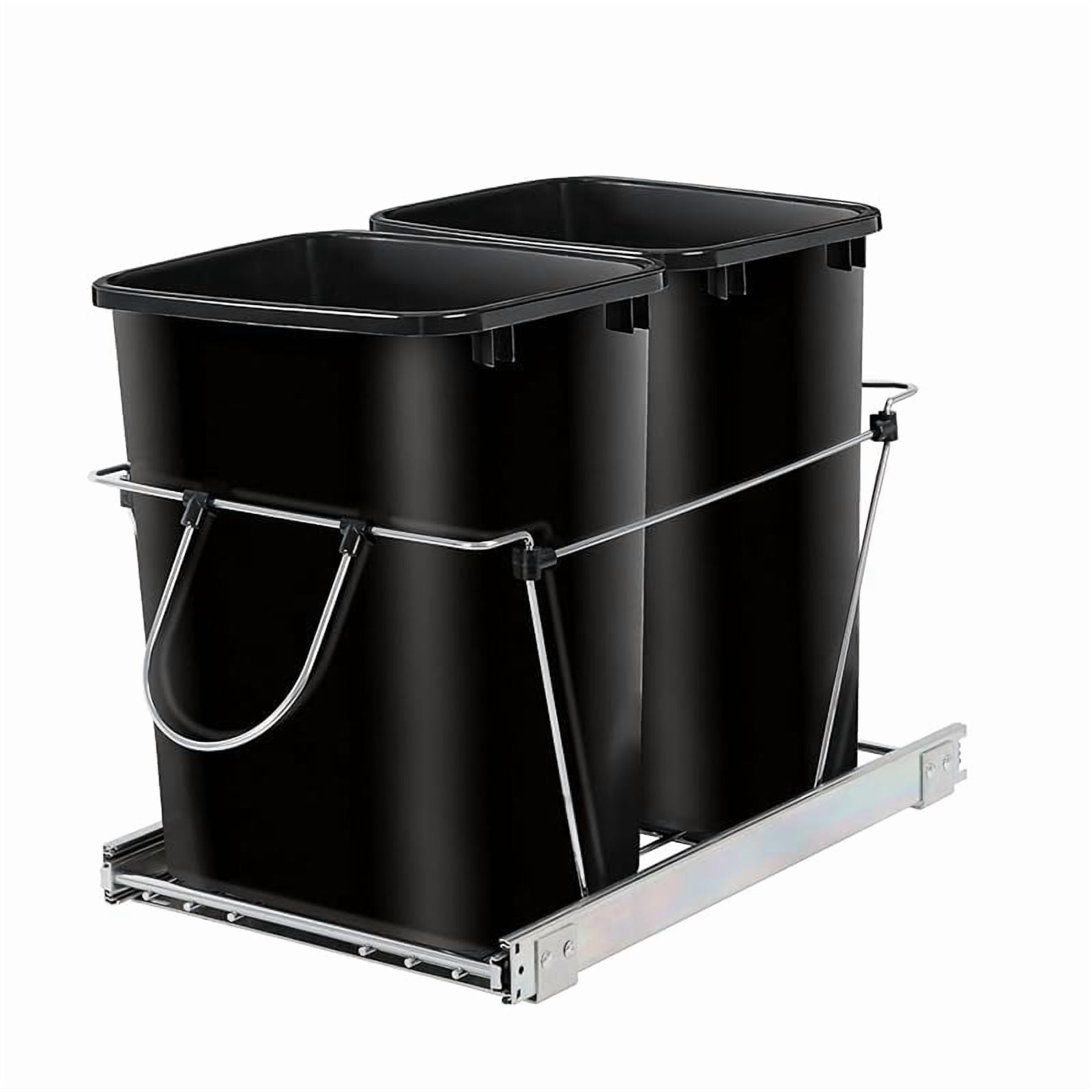 Double 35-Quart Pull Out Trash Can Under Cabinets Under Sink Garbage ...