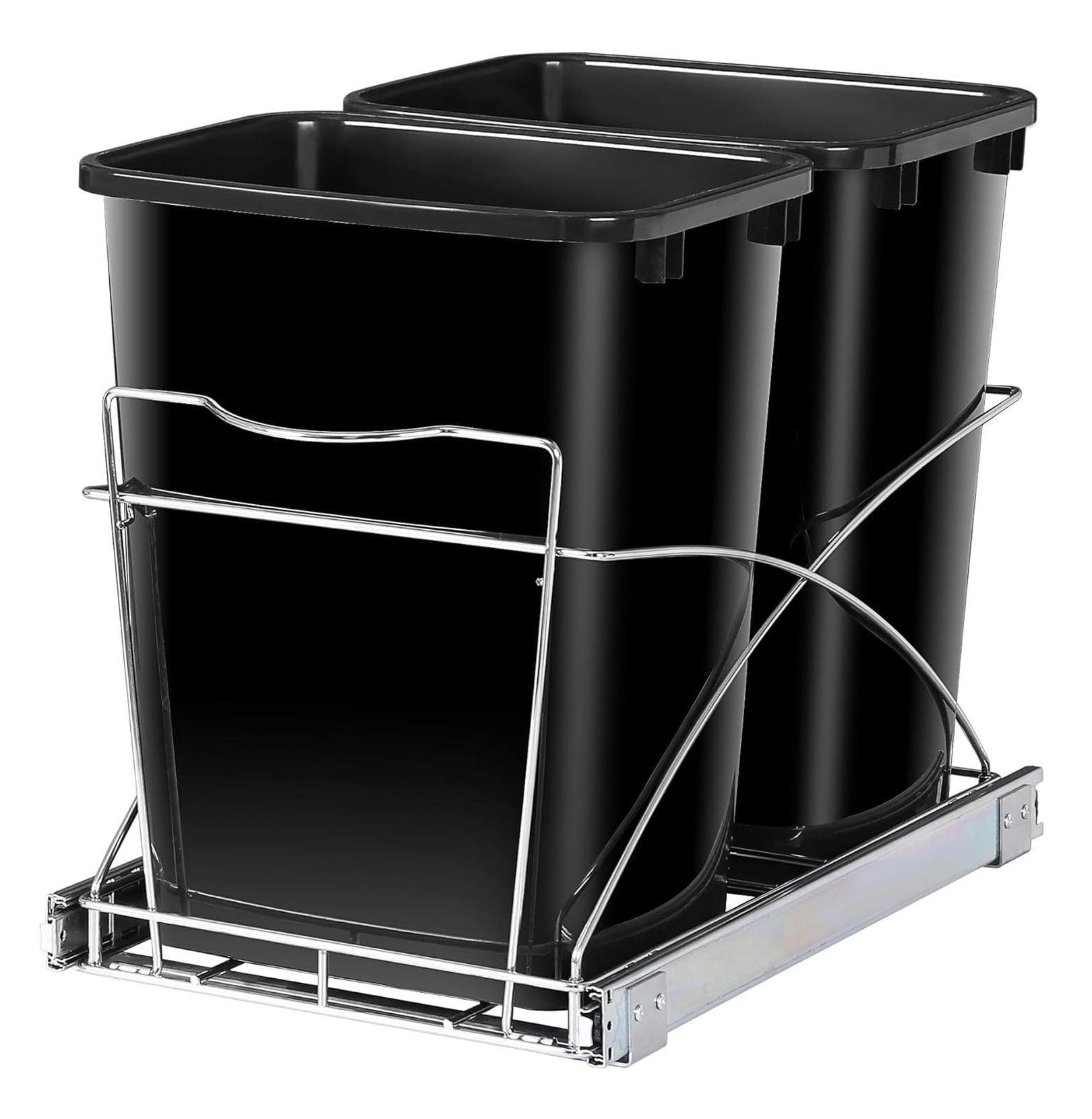 Double 35 Quart Sliding Pull Out Trash Can Under Cabinet, Sliding Waste ...