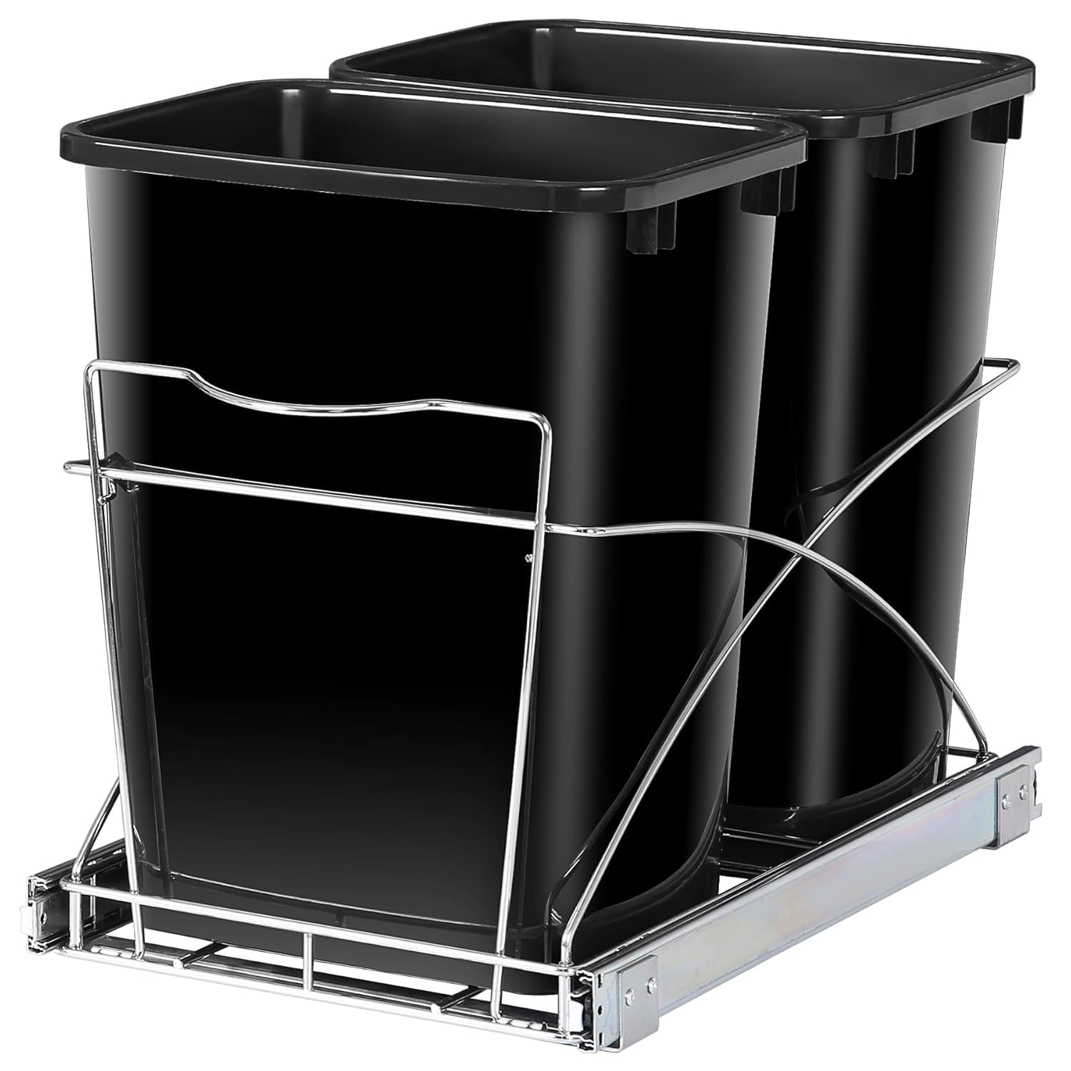 Double 35 Quart Sliding Pull Out Trash Can Under Cabinet, Sliding Waste ...