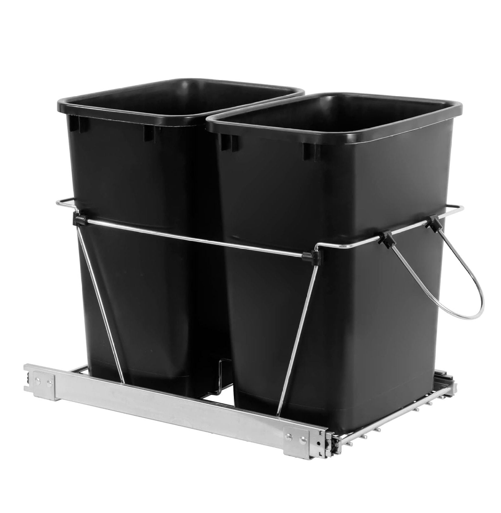 Double 35 Quart Sliding Pull Out Trash Can for Under Kitchen Cabinets ...