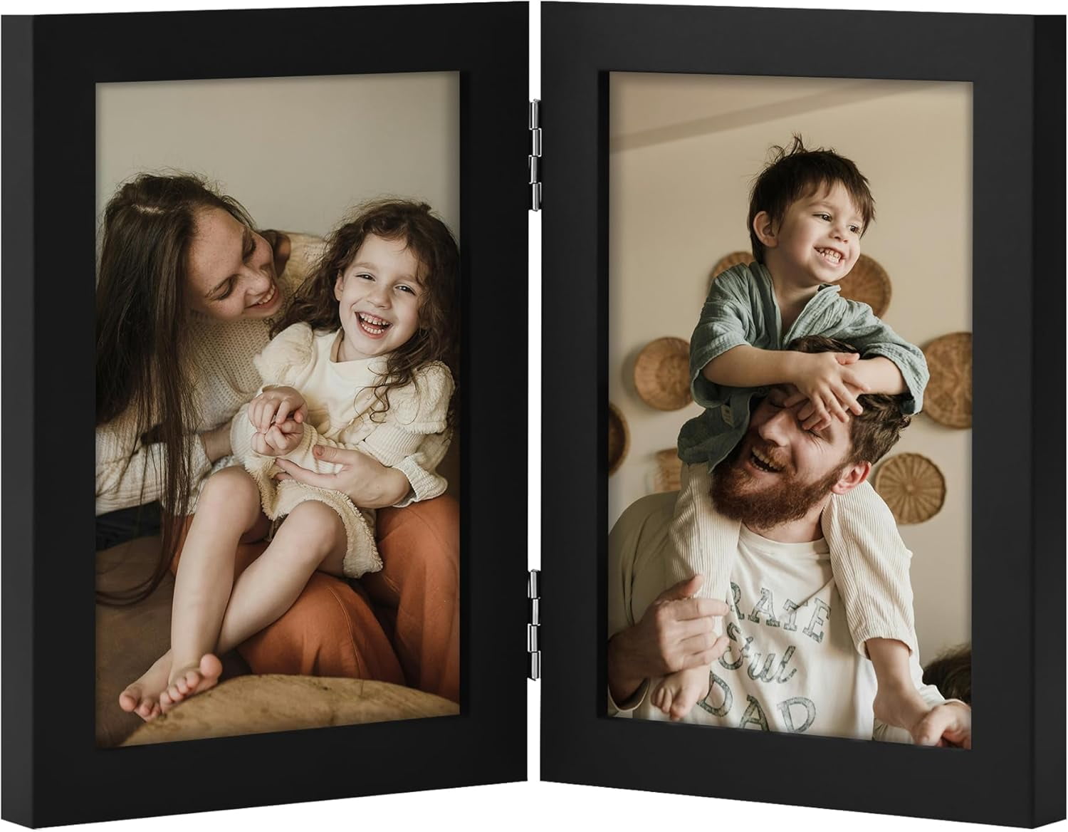 Double 4x6 Picture Frame Vertical, Engineered Wood Bifold Photo Frame ...
