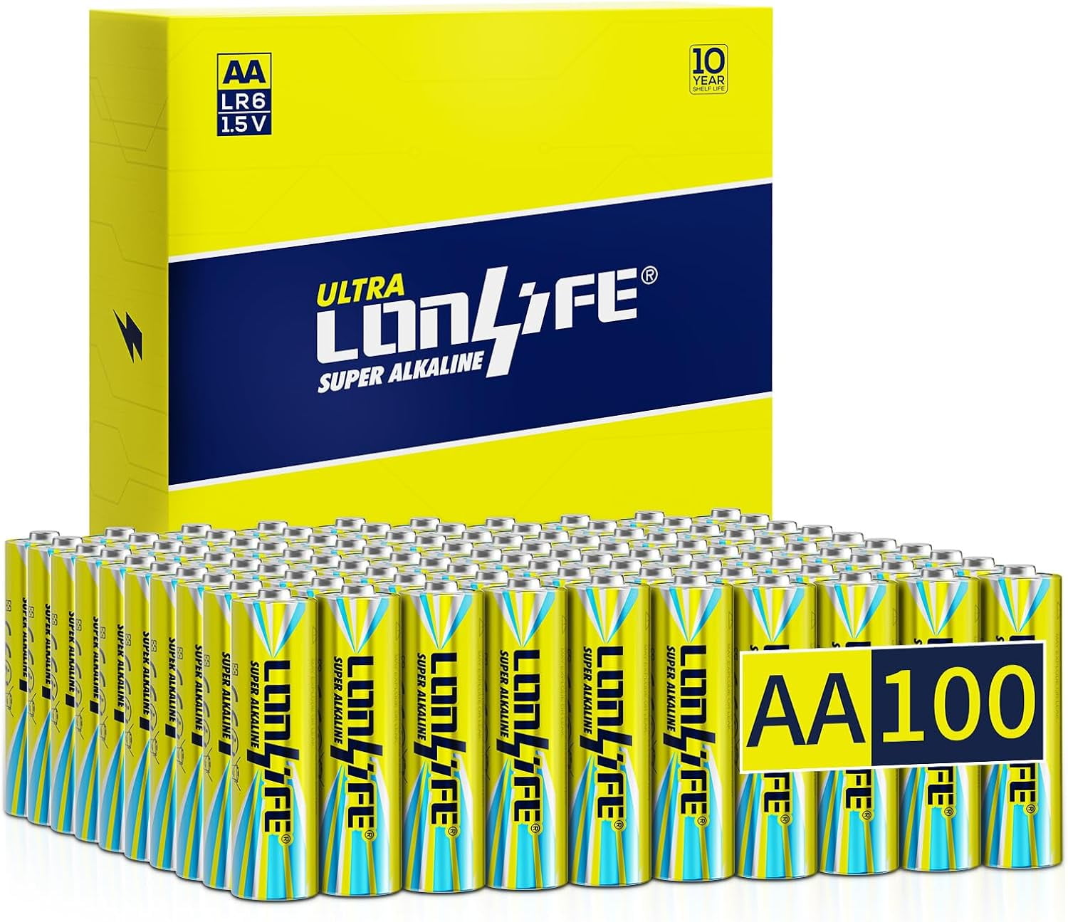 Double A Batteries,100 Pack Alkaline Batteries,AA High-Performance ...