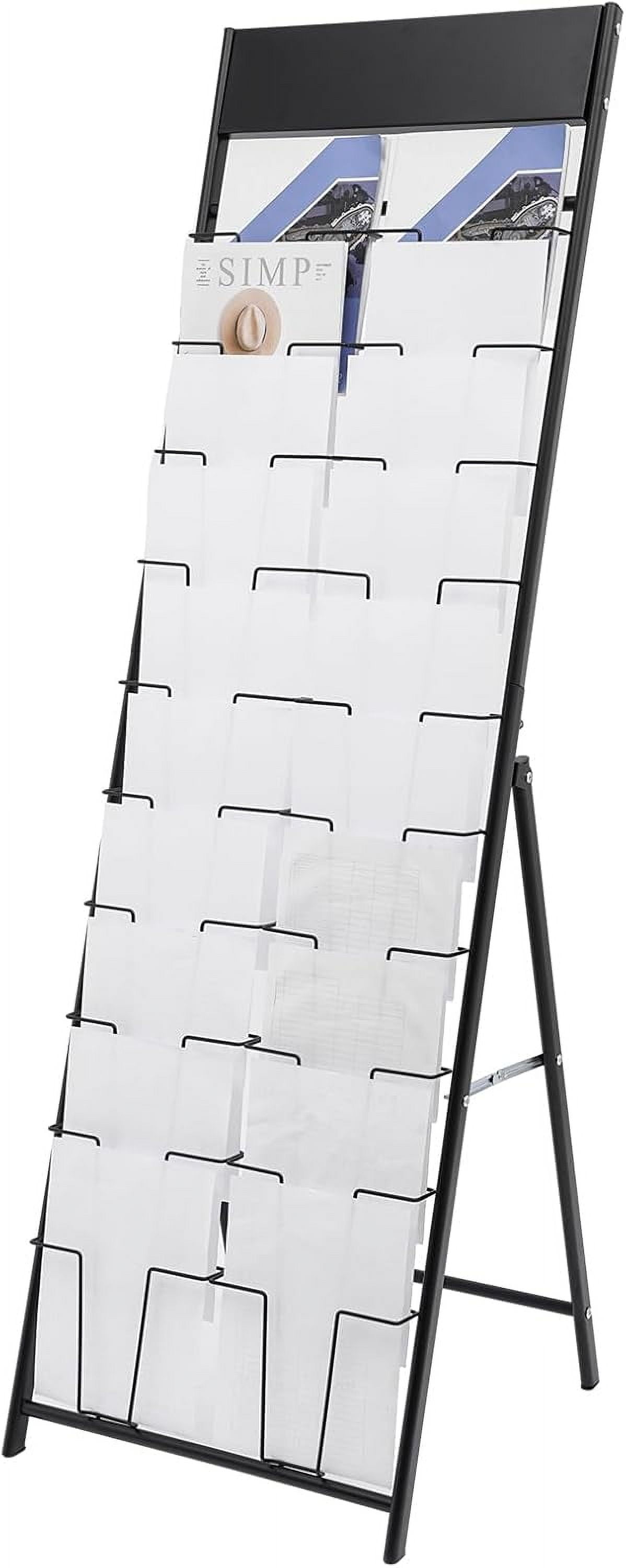 Double A4 Magazine Display Stand 10-Tier Metal Brochure Display Stand ...