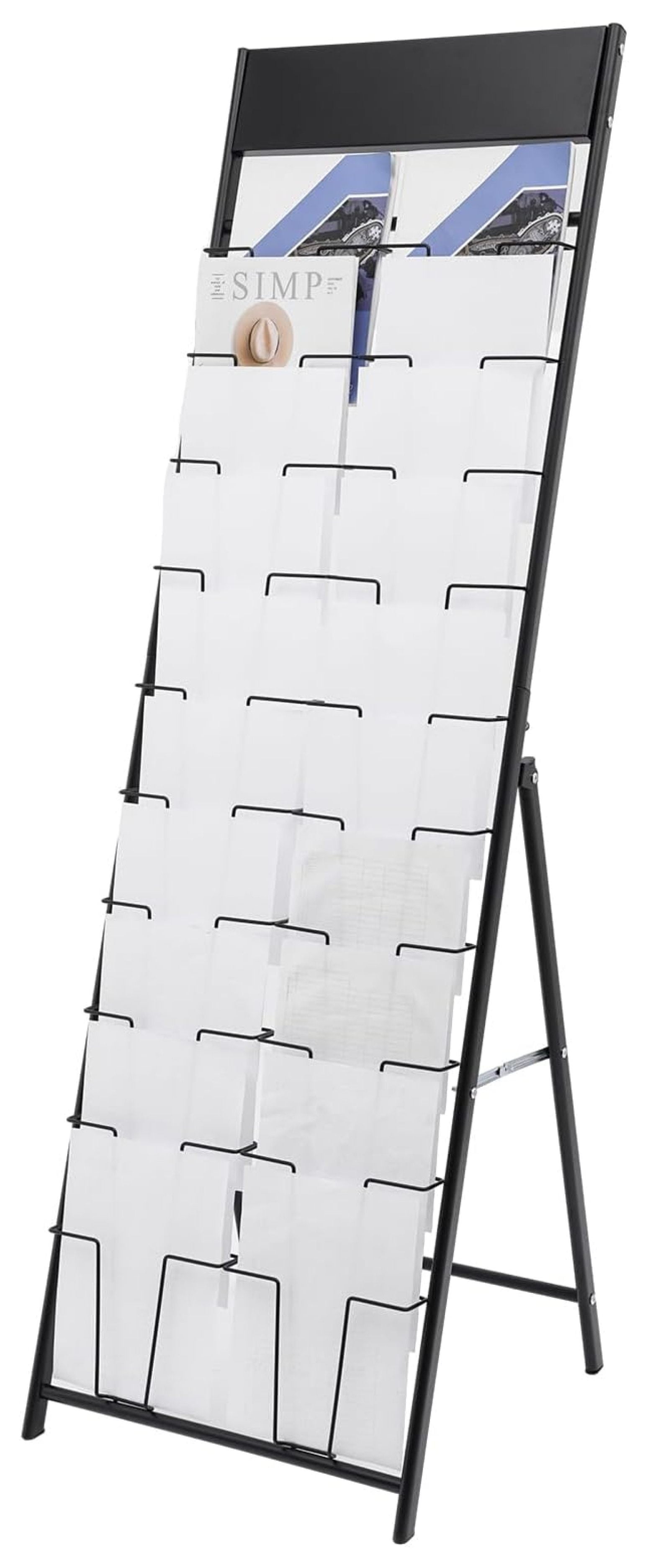 Double A4 Magazine Display Stand 10-Tier Metal Brochure Display Stand ...