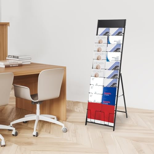 Double A4 Magazine Display Stand 10-Tier Metal Brochure Display Stand ...