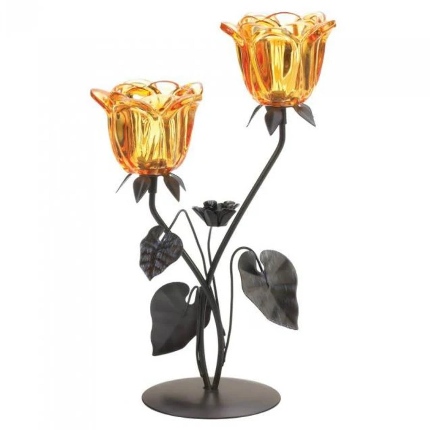 Double Amber Floral Candleholder - Walmart.com