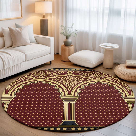 Double Arches 4' Round Rug for Cozy Reading Nook Home Office Chair Area ...