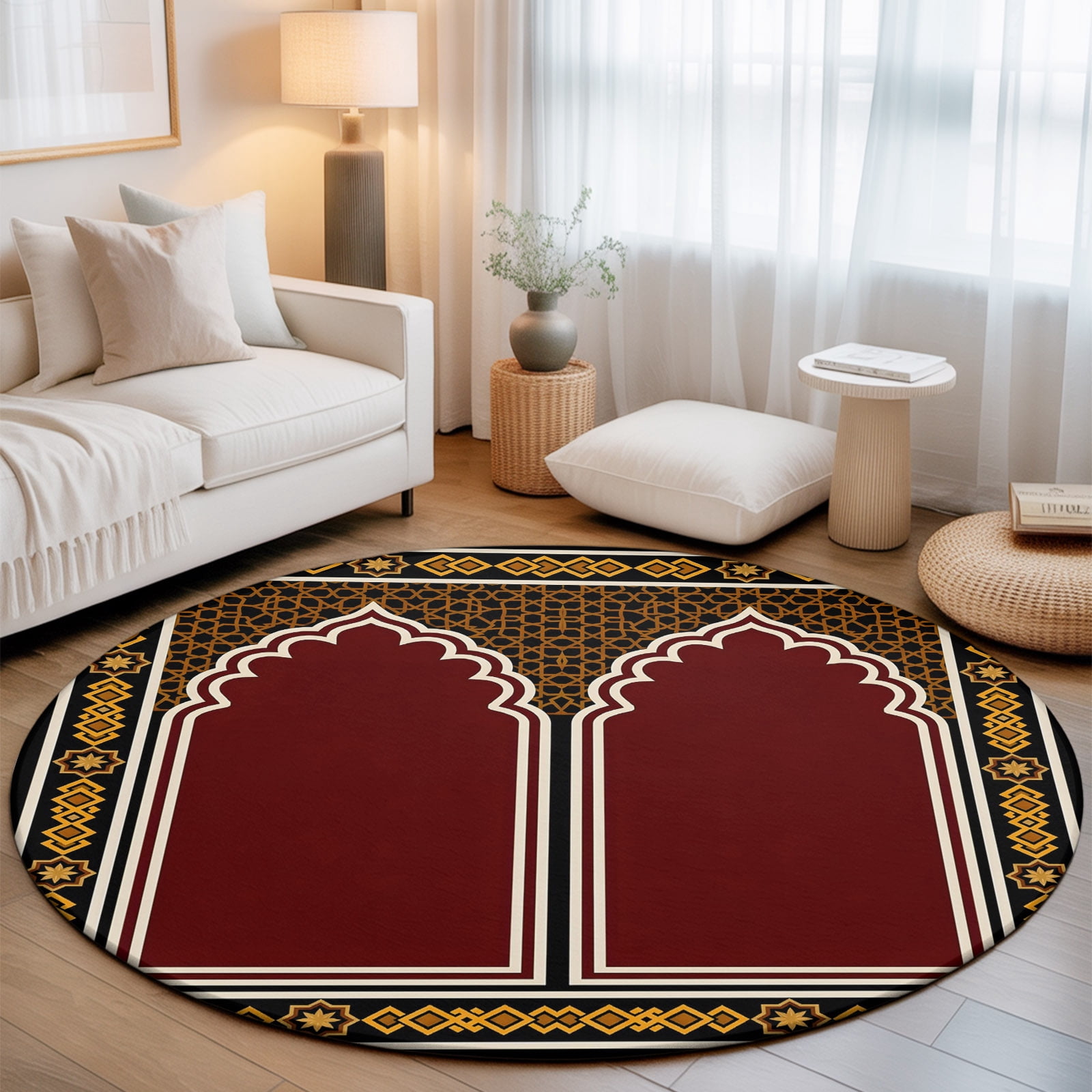 Double Arches 4' Round Rug for Cozy Reading Nook Home Office Chair Area ...