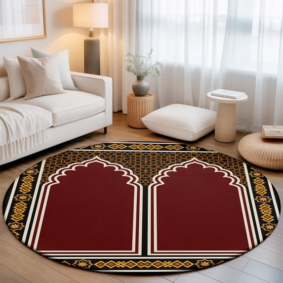 Double Arches 4' Round Rug for Cozy Reading Nook Home Office Chair Area ...