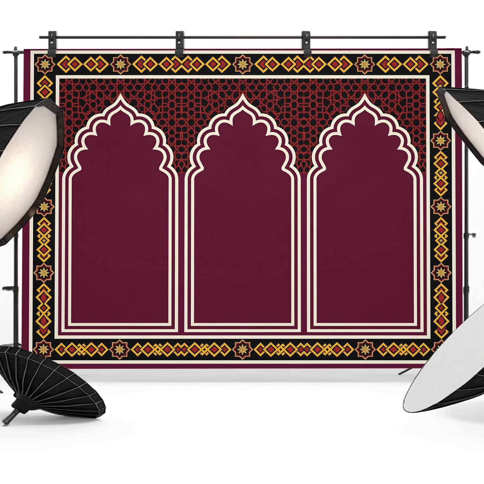 Double Arches Backdrops for Photography, Ethnic Purple Gold Ornate ...