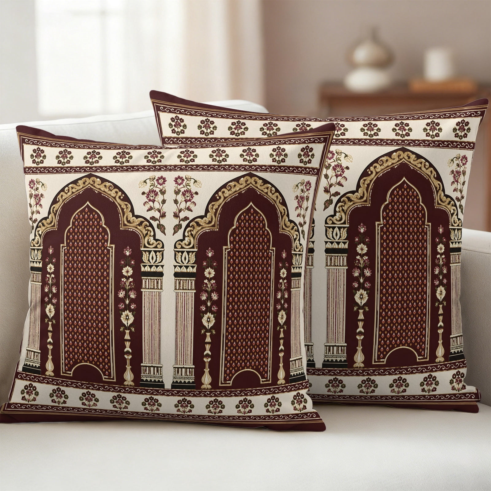Double Arches Pillow Covers 2 Pack Vintage Traditional Gold Black ...