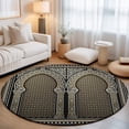 Double Arches Round Living Room Rugs 6 ft, Vintage Traditional Gold ...