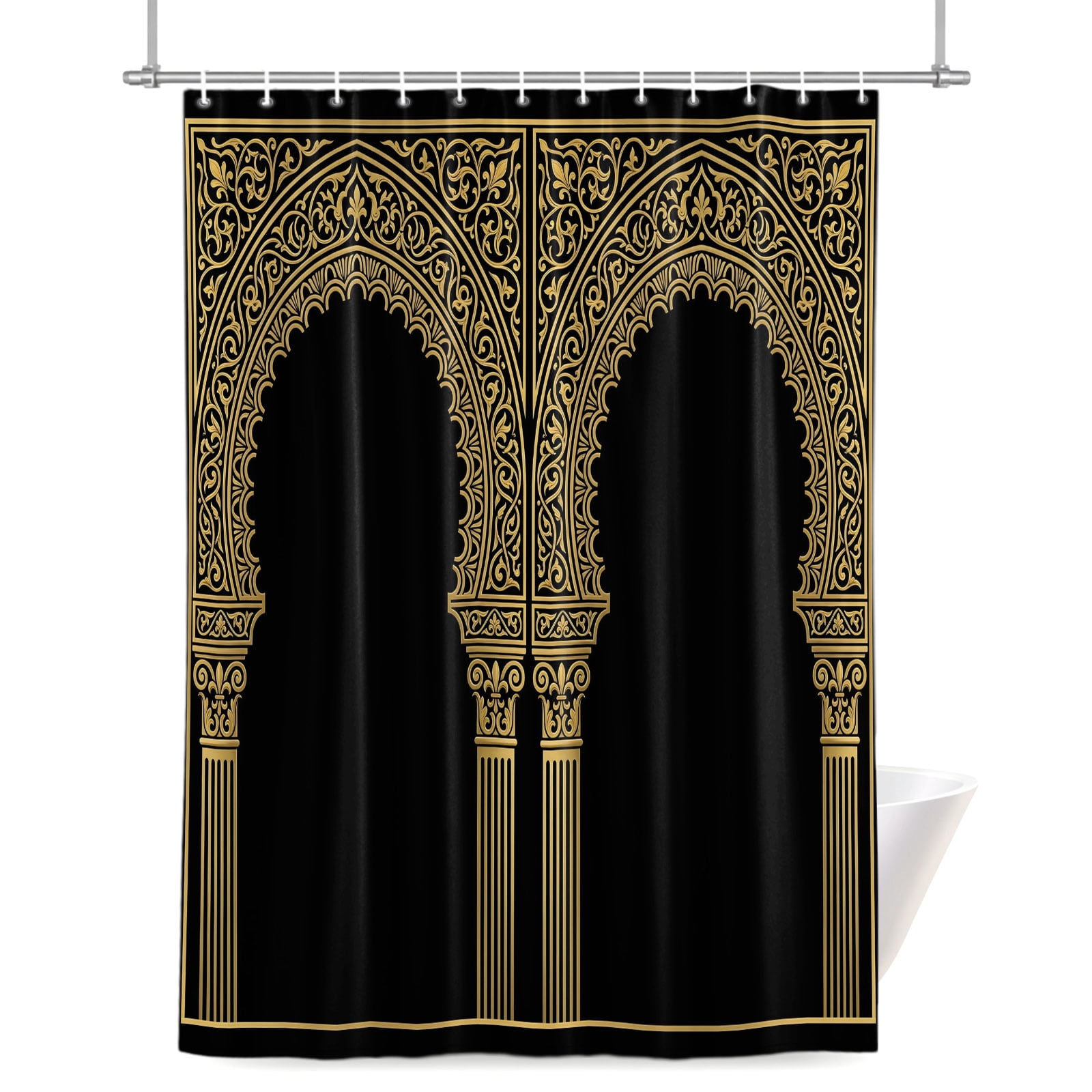 Double Arches Shower Curtains for Bathroom, Vintage Ethic Traditional ...