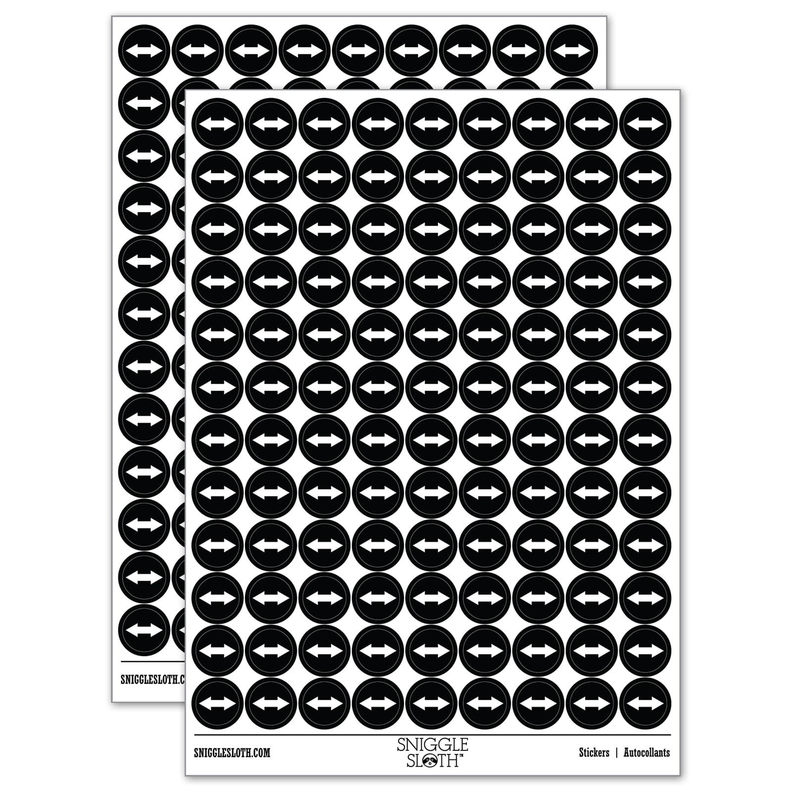 Double Arrow Symbol 200+ Round Stickers - Black - Matte Finish - 0.50 ...