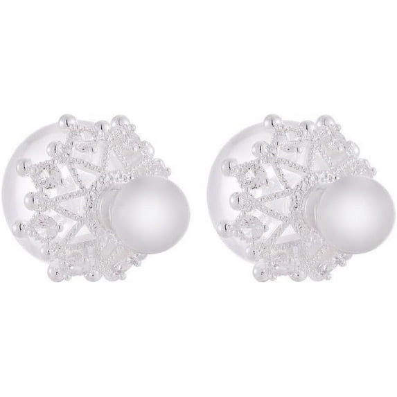 Double Ball Stud Earrings for Women, Double Sided Crystal Earrings with ...