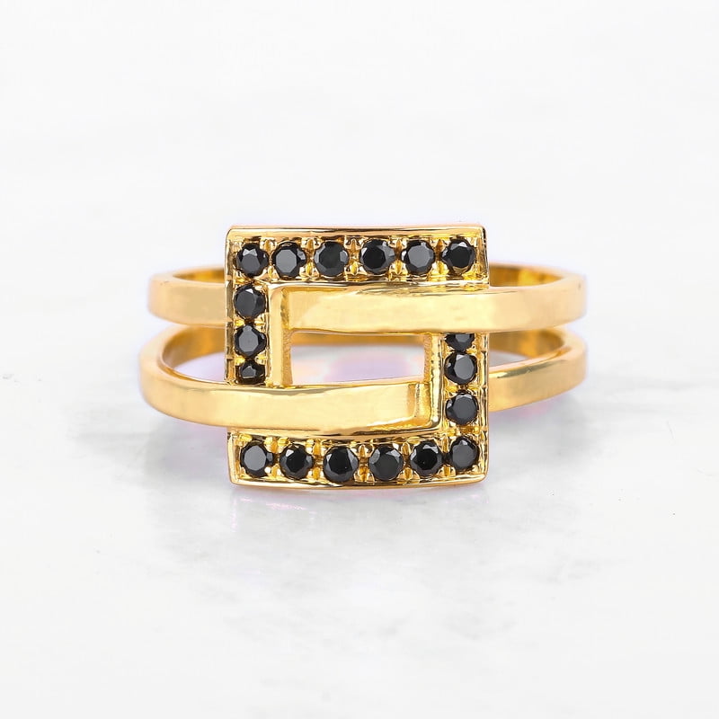 Double Band Black Onyx Handmade Ring, Crossover Ring, 925 Starling ...