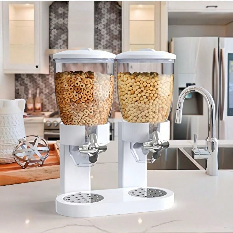 Double-Barrel Dry Food Dispenser with Storage Container, Smart Portion ...