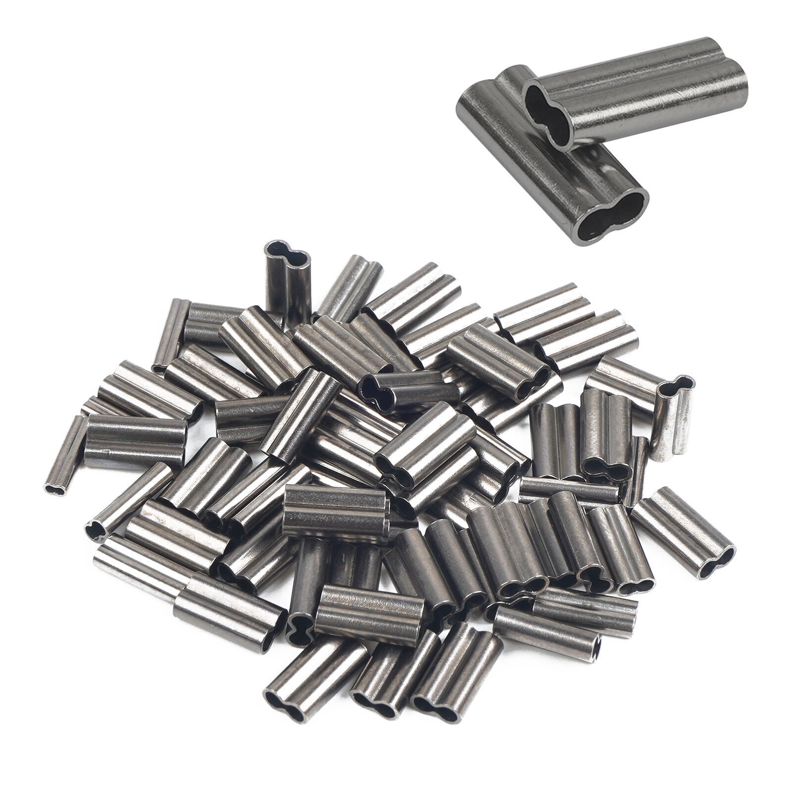 Double Barrel Fishing Crimp Crimping Sleeves Copper Tube Connector 0.8 ...
