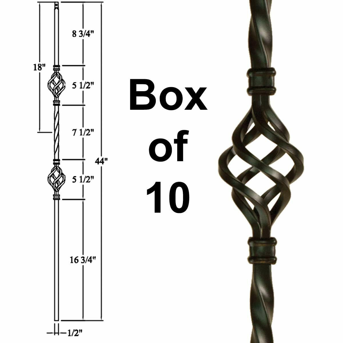 Double Basket Stair Iron Balusters (10-Pack) Hollow Metal Spindles ...