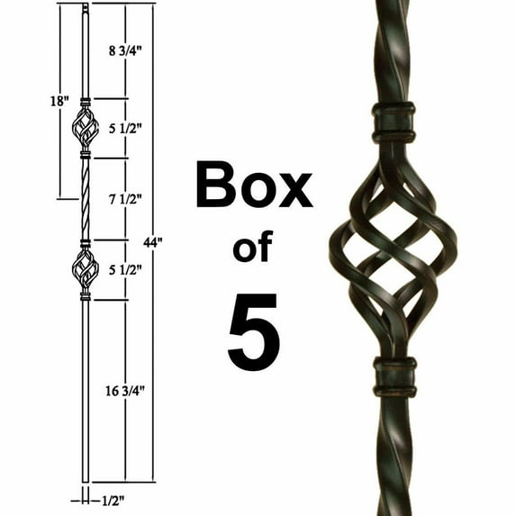 Double Basket Stair Iron Balusters (5-Pack) Hollow Metal Spindles ...