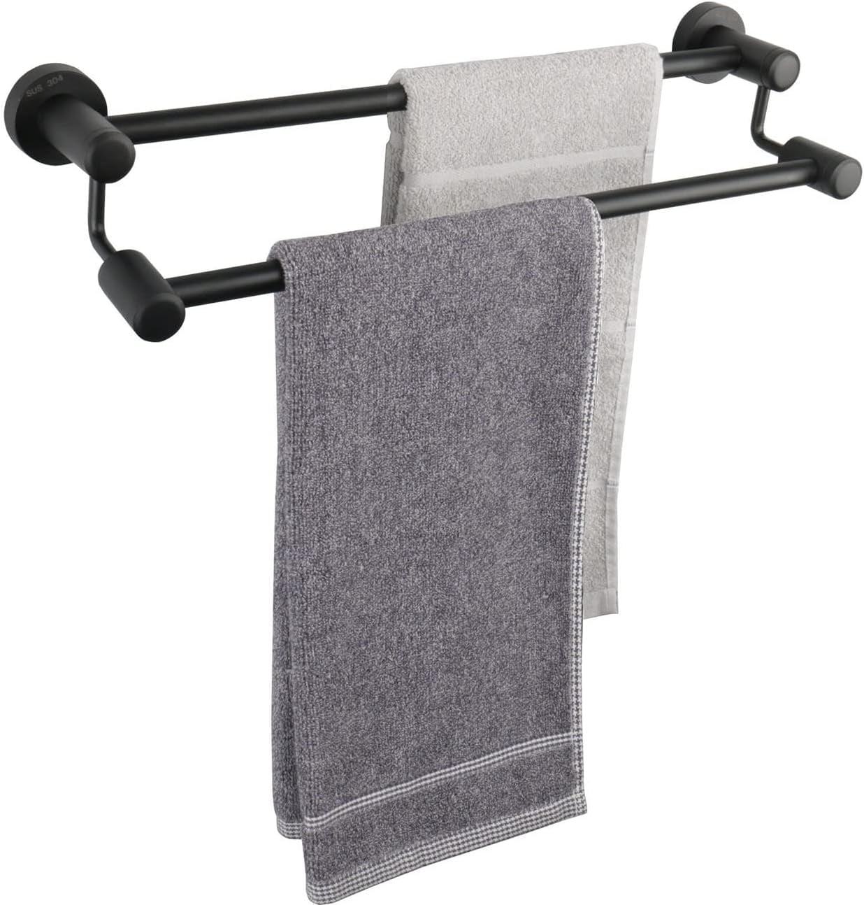 Double Bath Towel Bar - Thicken SUS304 Stainless Steel Towel Rack for ...