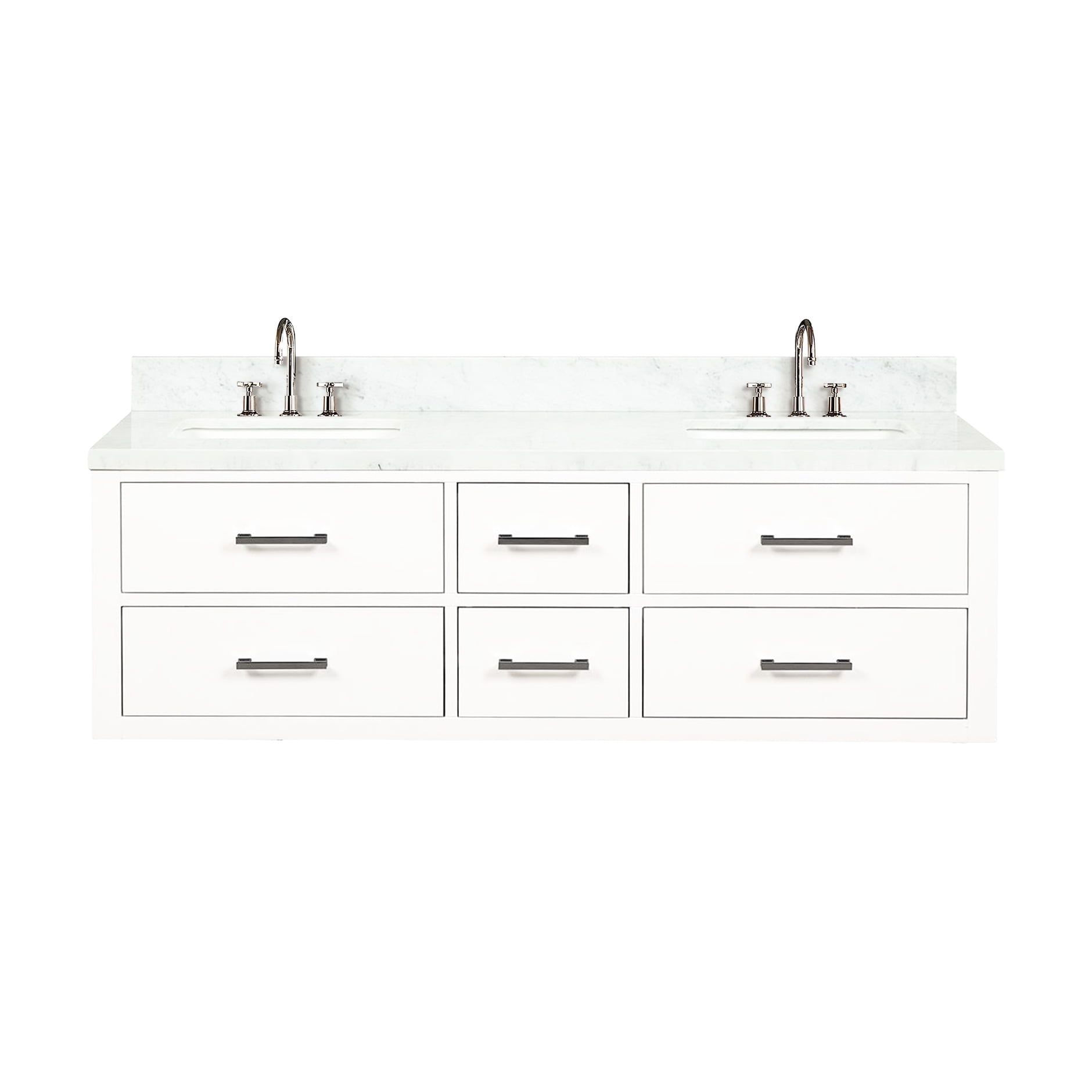 Double Bath Vanity 60 In. X 22 In., White, Marble Top And Faucet, Soft ...