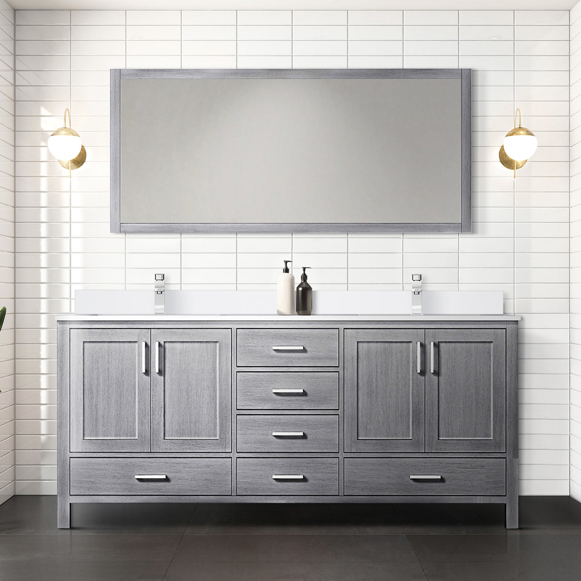 Double Bath Vanity 72 in. W / Two Cabinets & Six Drawers Storage ...
