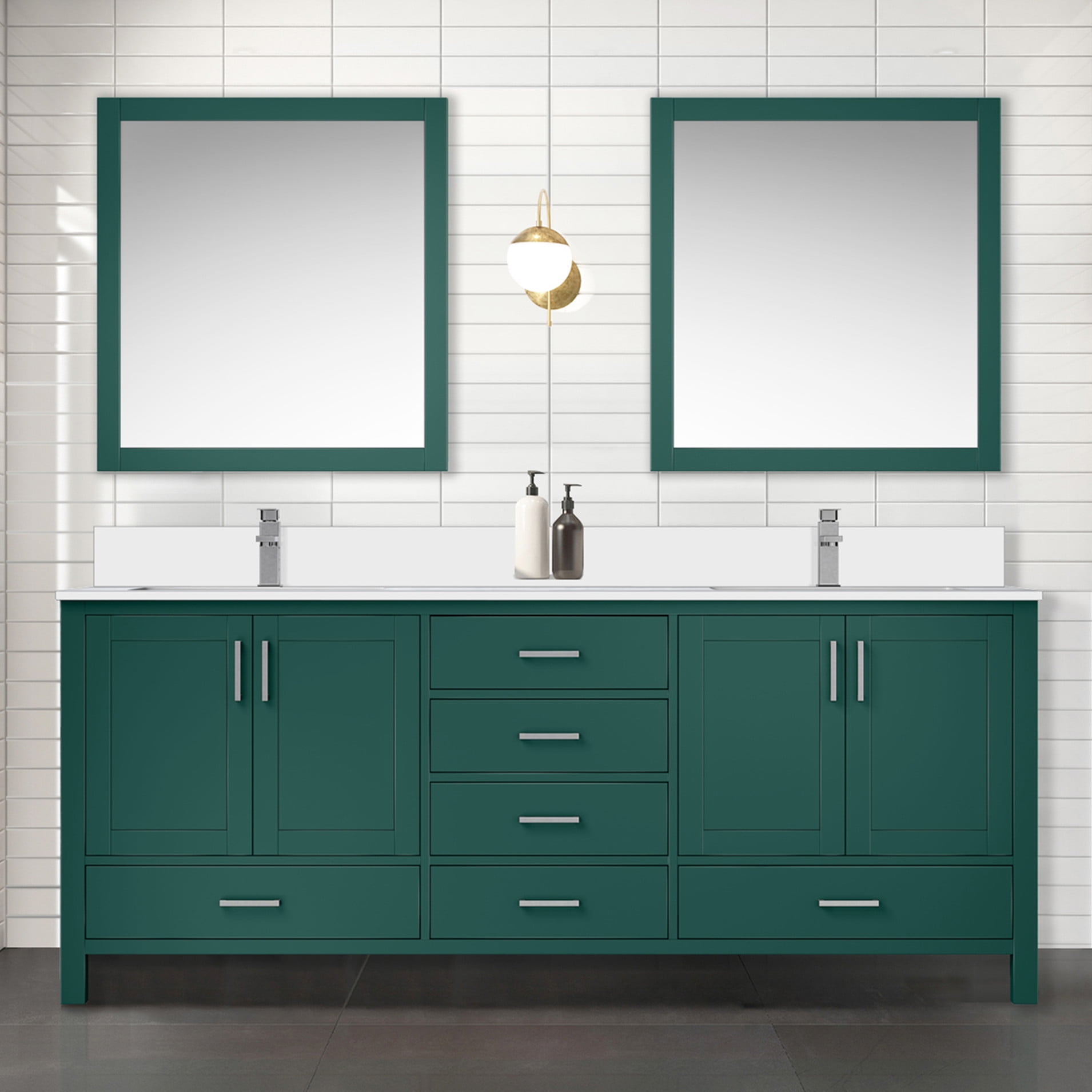 Double Bath Vanity, 80 In. W X 22 D, With Finish Vanity Solid Wood ...