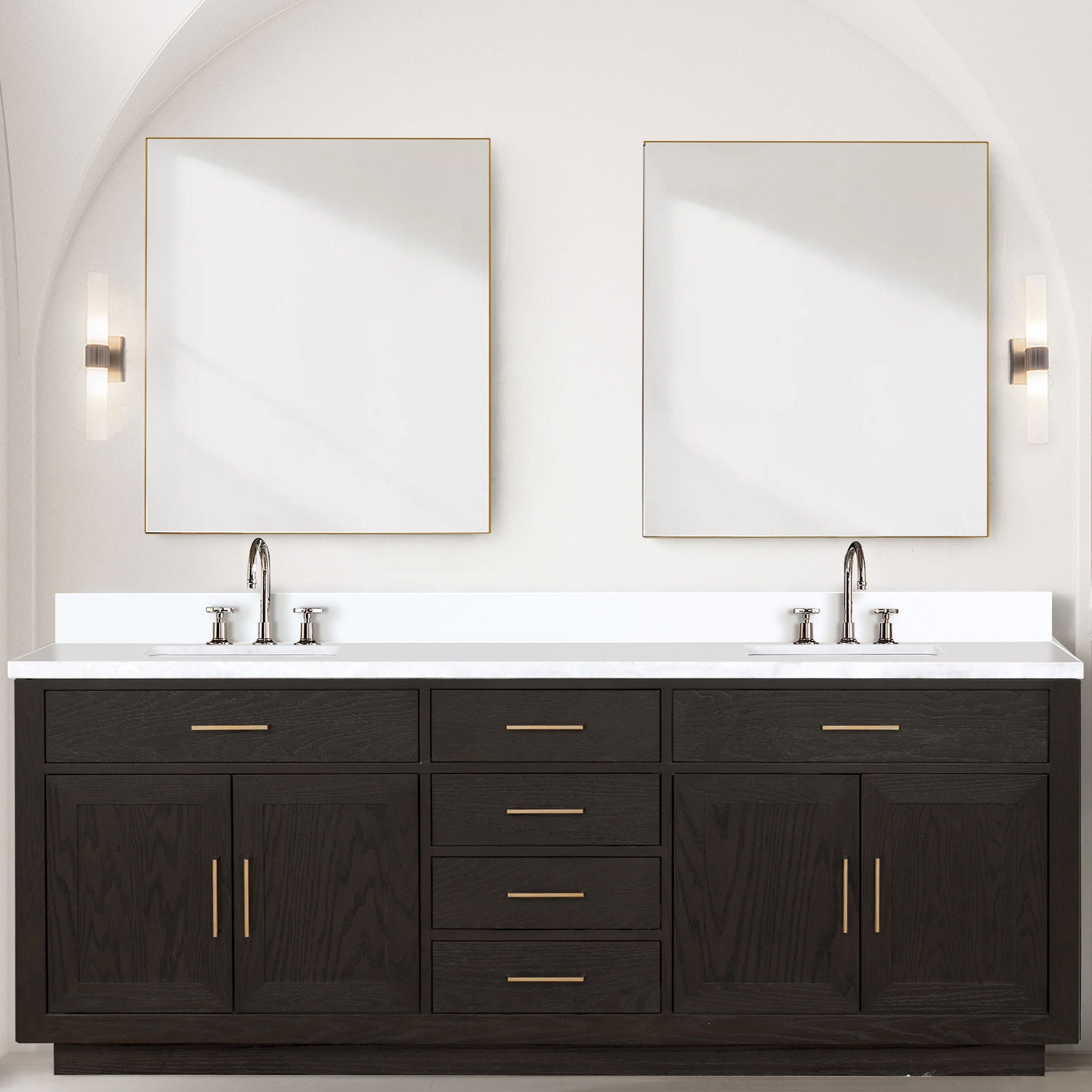 Double Bath Vanity with 36 in. Mirrors / Solid Wood Frame & MDF Panels ...