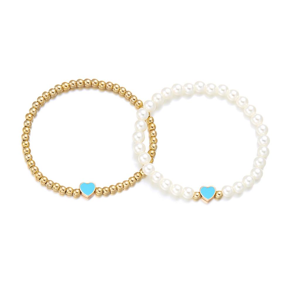 Double Beaded Valentine's Day Bracelet Fashion Heart Couple Bracelet ...