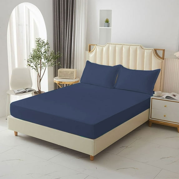 Double Bed Fitted Sheet, Non-Slip Mattress Protector, Soft Fiber All ...