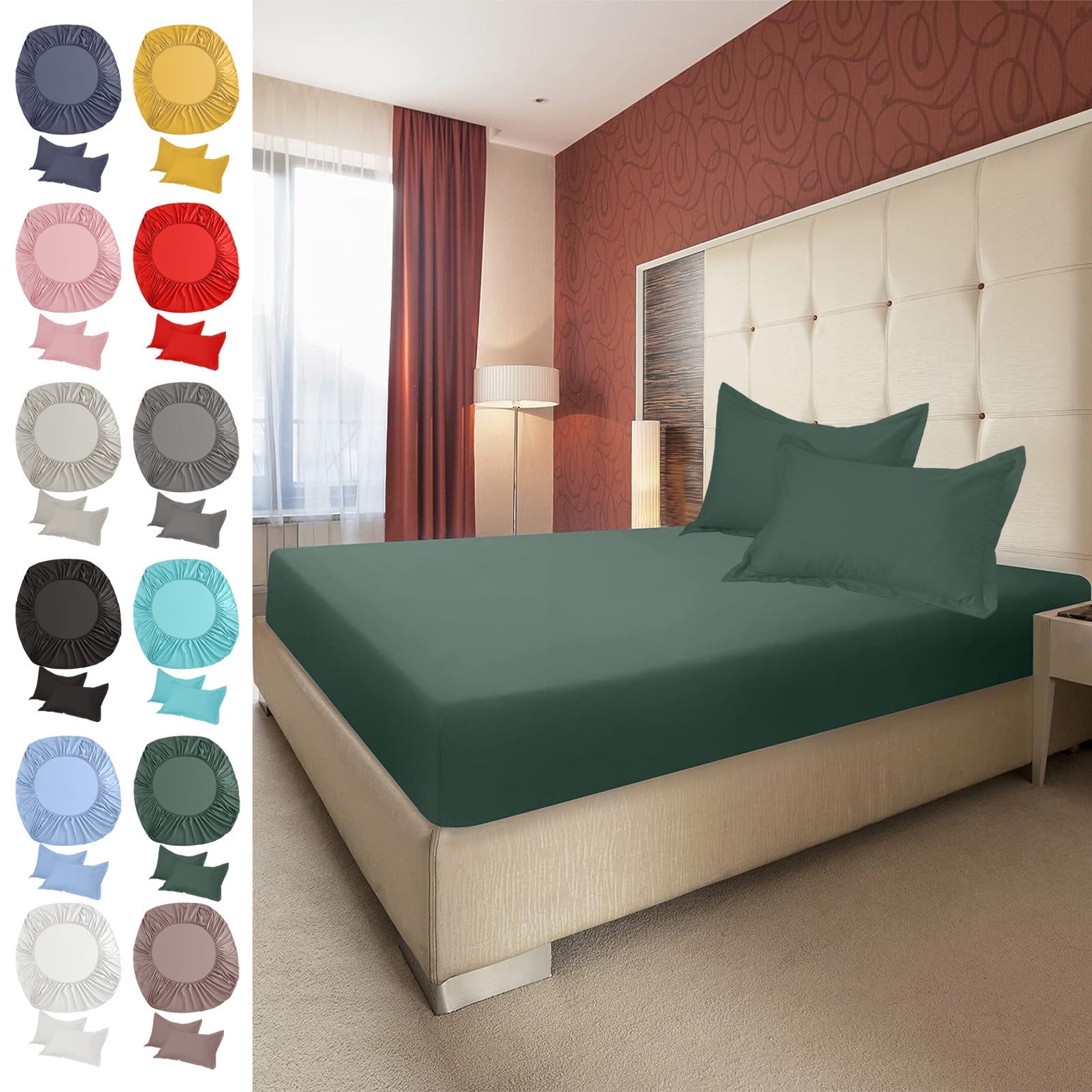 Double Bed Sheet Set,Fitted Sheet & Pillowcases,138x190x30cm & 75x50cm ...