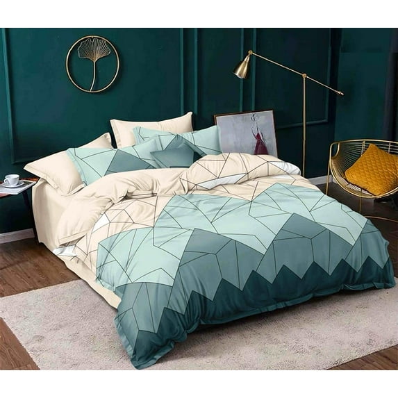 Double Bedsheet For King Size + Comforter With 2 Pillow Cover | 72 X 78 Inches, Beige & Green ...