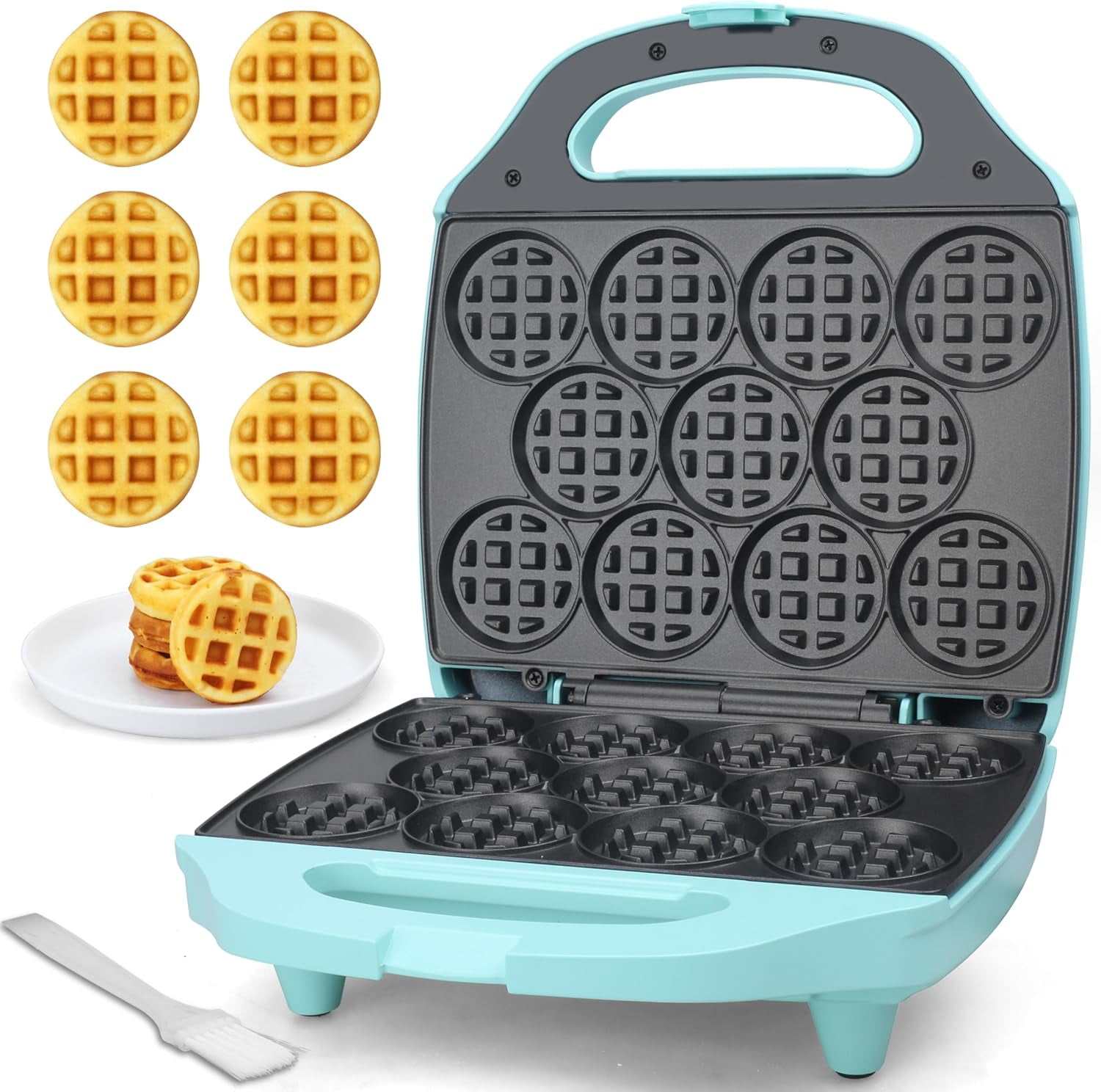 Double Belgian Waffle Maker Thick, 2 X 6” Round Waffle Maker, Belgium ...