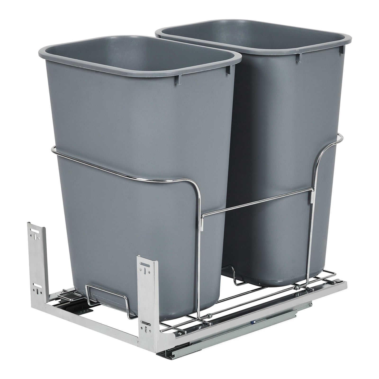 Double Bin Pullout Trash Can with Full-Extension Slides, Space-Saving ...