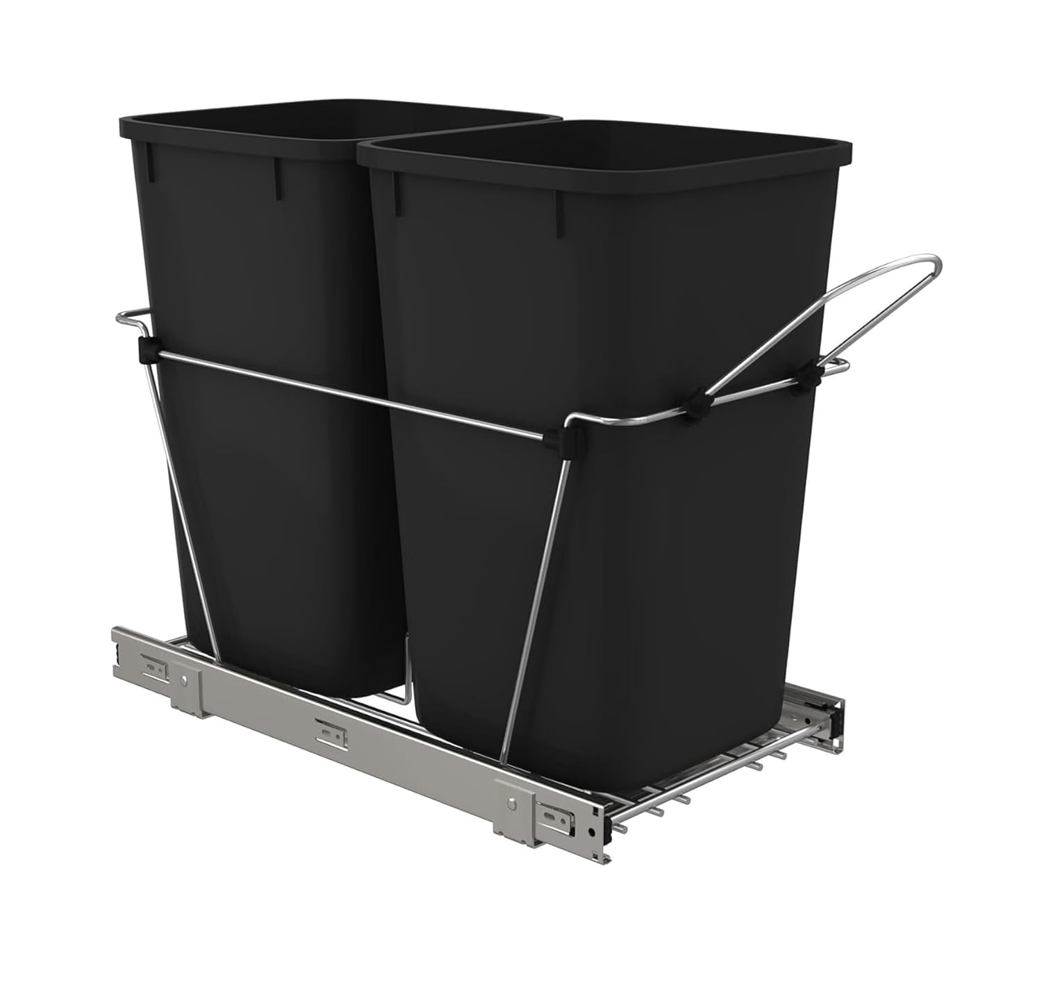 Double Bin Trash Can Pull Out For Under Kitchen Cabinet with Bottom ...