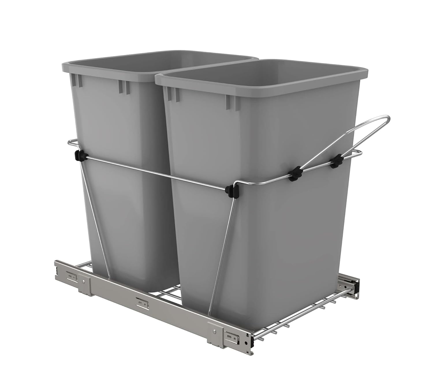 Double Bin Trash Can Pull Out for Under Kitchen Cabinet with Bottom ...