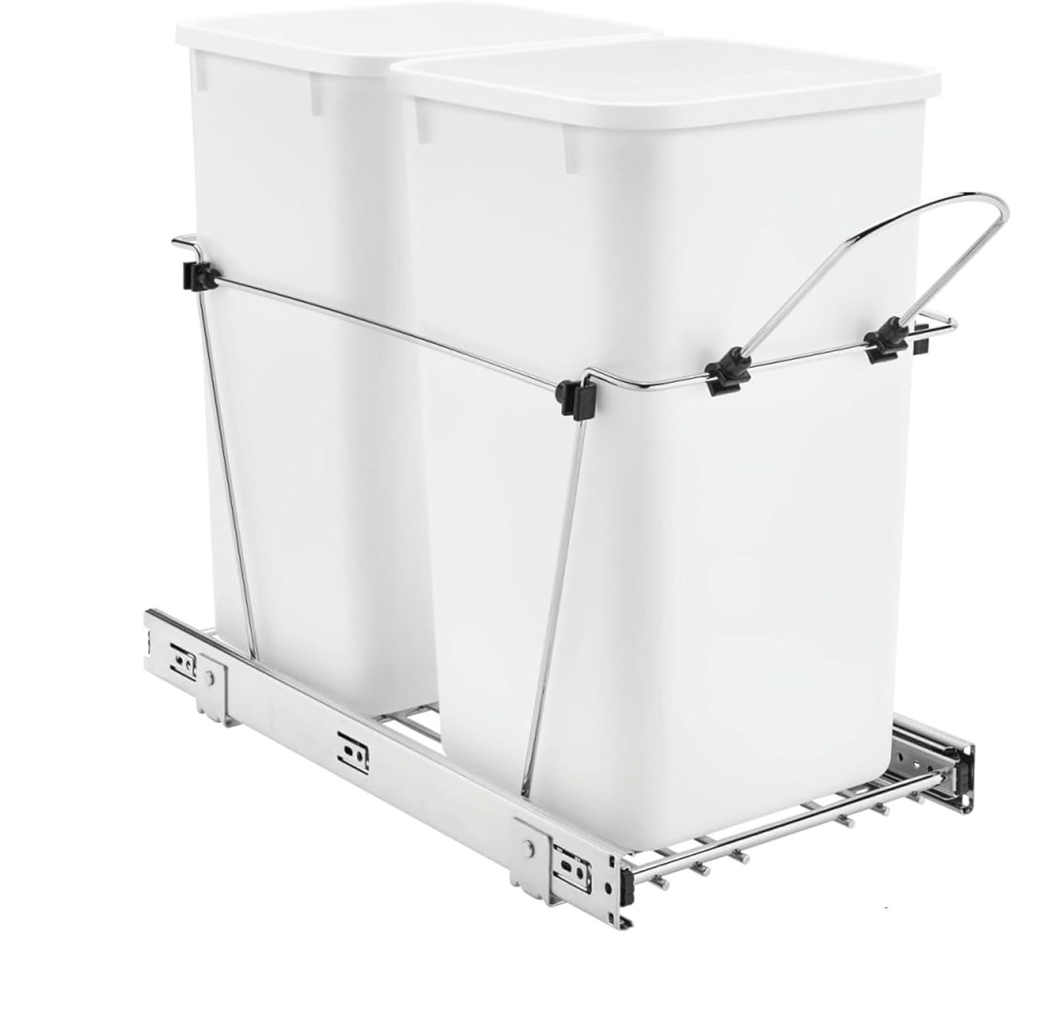 Double Bin Trash Can Pull Out For Under Kitchen Cabinet with Bottom ...