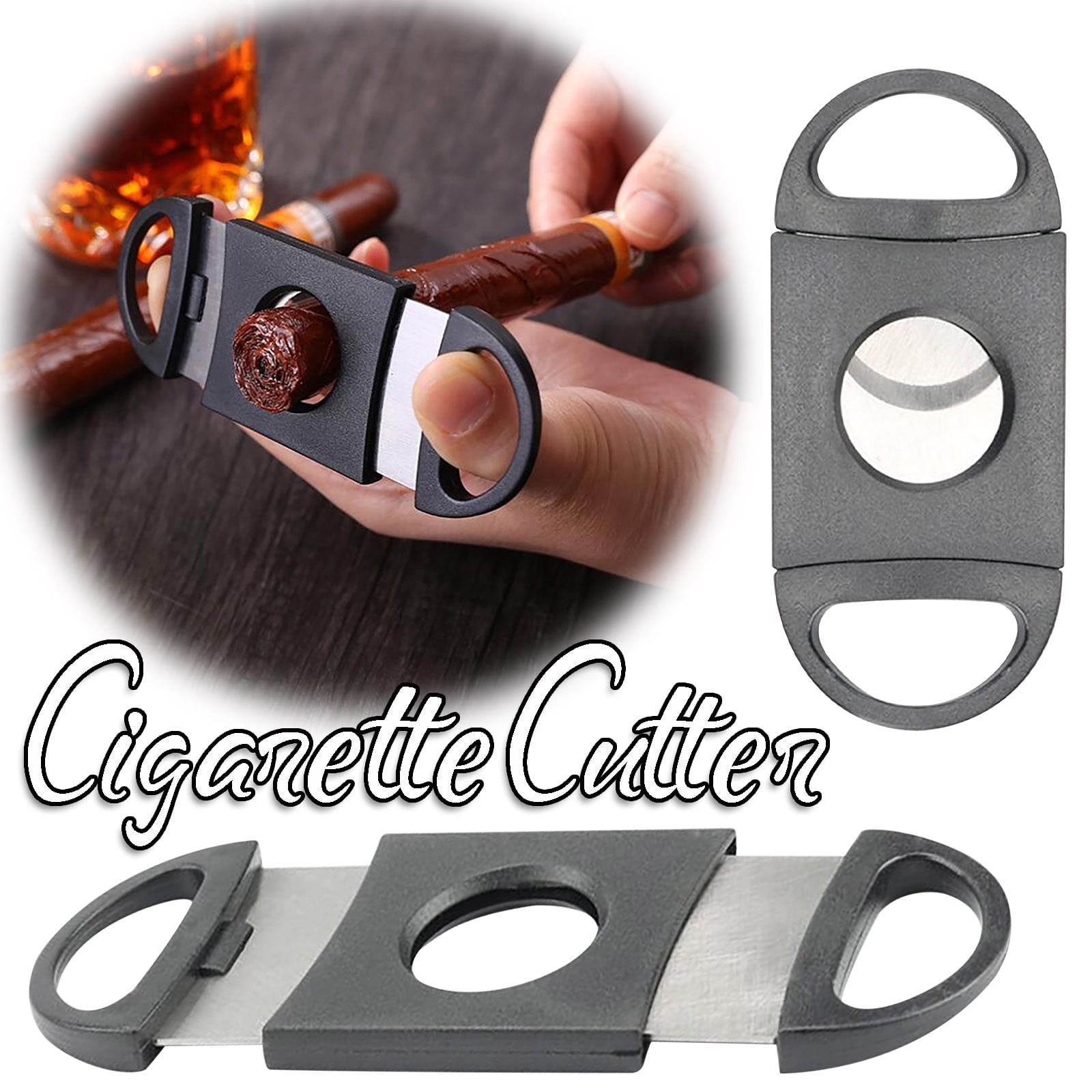 Double Blade Black Ci-gar Cutter Manual Portable Ci-gar Cutter ...