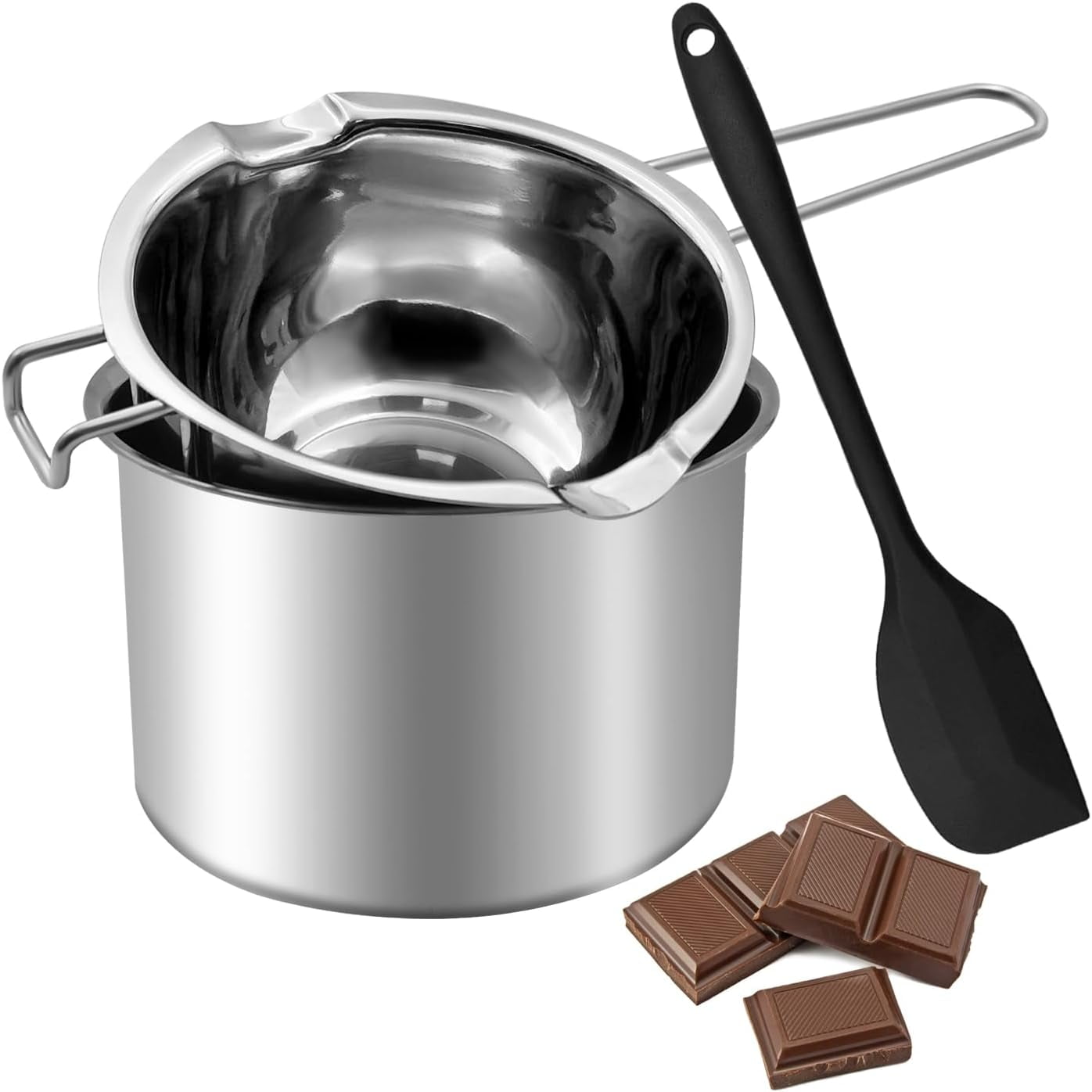 Double Boiler Pot Set, Stainless Steel Melting Pot with Silicone ...
