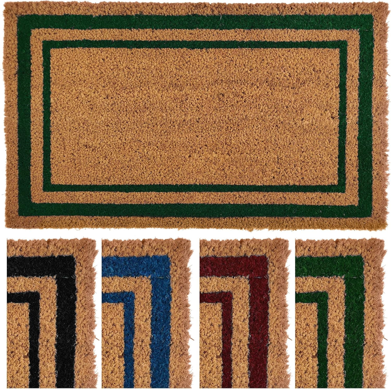 Double Border Coir Doormat (18" x 30", Green) - Walmart.com