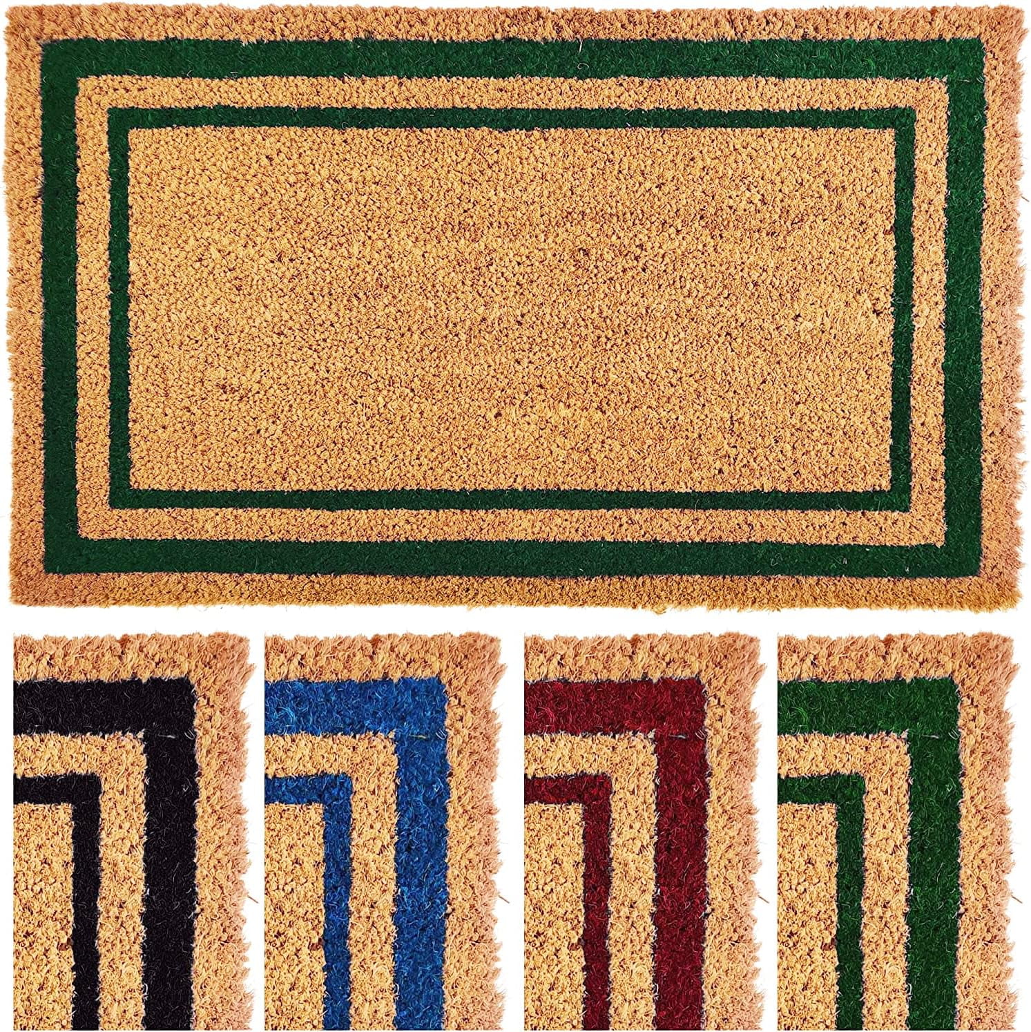 Double Border Coir Doormat (24" X 72", Green) - Walmart.com