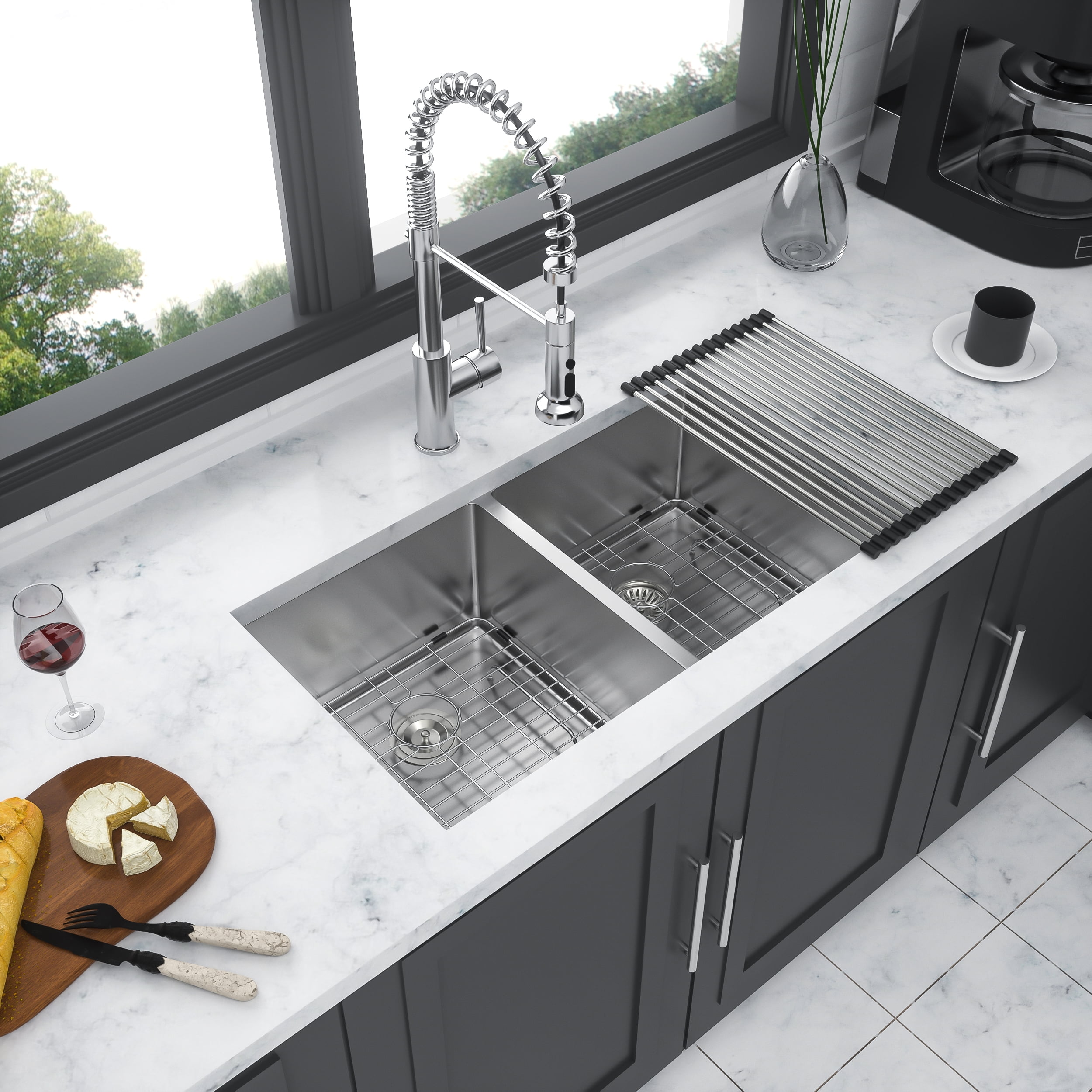Double Bowl(50/50) Undermount Sink- 30"X19" Double Bowl Kitchen Sink 16 ...
