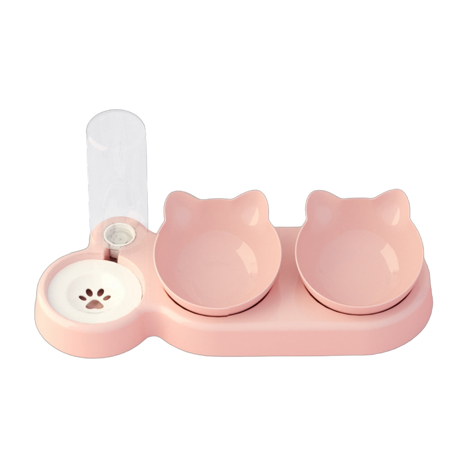 Double Bowl Cats Feeding Watering Bowl Space Saving Automatic Eatting ...