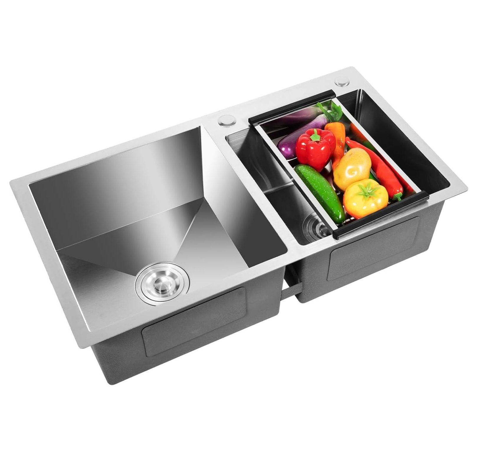 Double Bowl Kitchen Sinks, 30.7 * 17 * 8.26in Stainless Steel Kitchen ...
